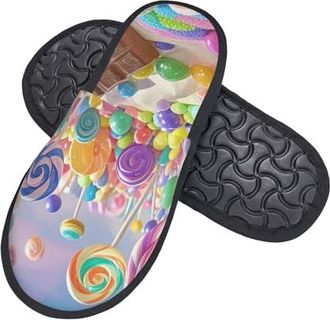 Generic Chaussons Femme Homme Pays Des Bonbons Chaussons DIntérieur Adultes Lavable Chaude Pantoufles, Pour Mariage, Hommes, Fête, M