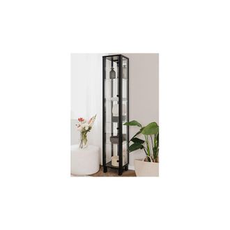Calicosy Vitrine 1 porte 33x33x188,7 cm en verre et bois noir