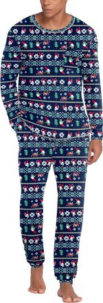 Ekouaer Herren Schlafanzug Lang Pyjamas Nachtw&auml;sche Zweiteiliger Schlafanz&uuml;ge f&uuml;r M&auml;nner Weihnachten XXL