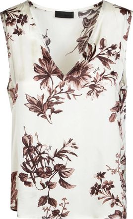 Liu Jo Femme, Blouses et Chemises, Beige, Taille: 38 FR Top en satin imprim&eacute;