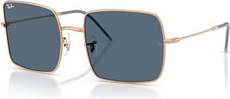 Ray-Ban Square 1971 Reverse Sonnenbrillen Rotgold Fassung Blau Glas 56-19