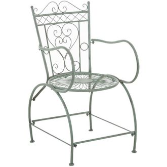 Clp Chaise dext&eacute;rieur Sheela en fer avec accoudoirs et repose-pieds Vert antique