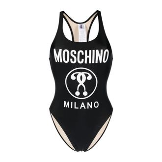 Moschino Schwarzer einteiliger Badeanzug mit doppeltem Fragezeichen-Design - - Swimwear - Damen - Schwarzk - M