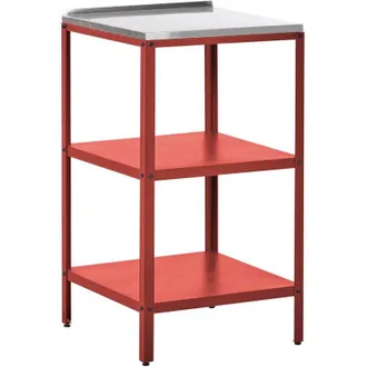 Beliani Ilot de Cuisine Ext&eacute;rieur Plateau en Acier Inoxydable 2 &Eacute;tag&egrave;res de Jardin Rouge Vilama