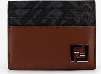 Fendi Leather and FF fabric card holder - FENDI - gender_Man