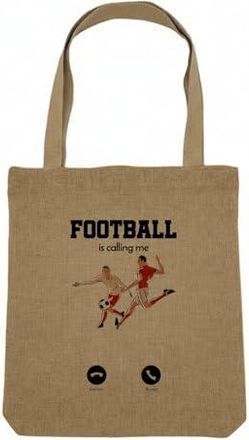 Fabulous Sac Shopping Tote Bag Aspect Lin - Football Is Calling Me Sport Passion Football - Sac de Courses Toile Epaisse 360g Beige Naturel Cabas Port&eacute; Epaule 