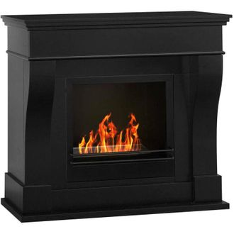 Dmora Bioethanol-Kamin Dstramaccion, &Ouml;kologischer Kamin, Rauchfreies Feuer, Heizung mit Ethanol, Made in Italy, 111x43 h99 cm, Schwarz - Dmora