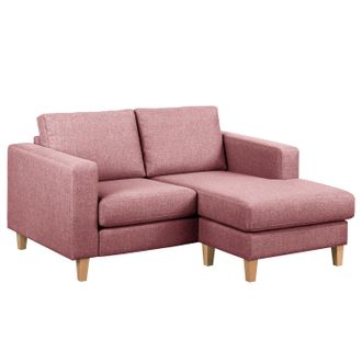 Norrwood home24 Ecksofa 1-Sitzer mit Longchair Pink Webstoff Lark 154 x 86 x 140cm Longchair davorstehend rechts Skandi