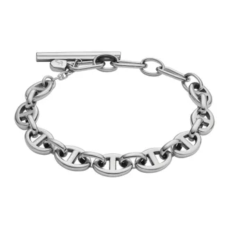Fossil Femme, Accessoires, Gris, Taille: ONE Size Bracelet cha&icirc;ne Heritage D-Link en acier inoxydable