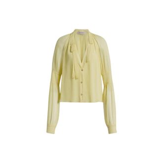 Alberta Ferretti Seidenbluse aus Krepon - - Blouses & Shirts - Damen - Gelb - S