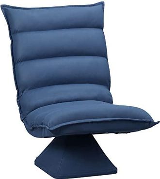 HOMCOM Fauteuil de Sol Paresseux pivotant 360&deg; avec Dossier inclinable Design capitonn&eacute; - rev&ecirc;tement en Tissu Microfibre Bleu