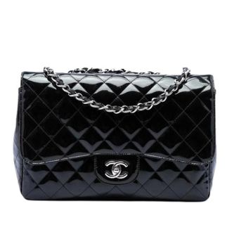 Chanel Sac bandouli&egrave;re matelass&eacute; en cuir verni Pre-owned - Femme - Pre-owned - Noir - Taille: ONE Size