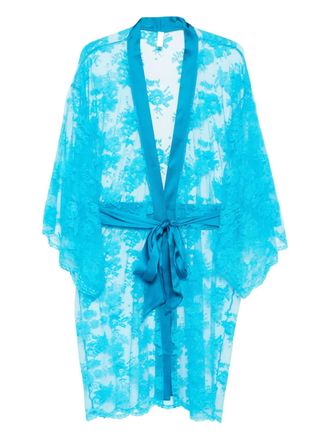 Dolci Follie robe en dentelle &agrave; taille satin&eacute;e - Bleu