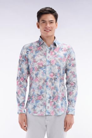 Eden Park Chemise En Coton Ciel &Agrave; Imprim&eacute; Floral Coupe Ajust&eacute;e