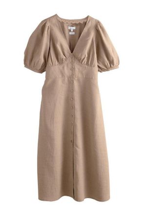 Next Midikleid Durchgekn&ouml;pftes Premium-Midikleid aus 100 % Leinen (1-tlg)