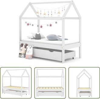 vidaXL The Living Store - Kinderbett mit Schublade Wei&szlig; Massivholz Kiefer 70x140 cm - Holz Kinderbett - Kiefernholz Kinderbett - Kinderbett Mit Schublade