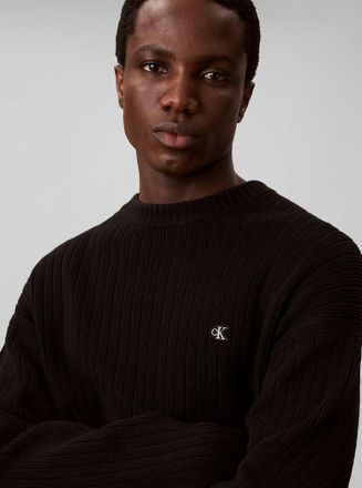 Calvin Klein Jeans Strickpullover Rippstrick, Regular Fit, Logo-Stickerei