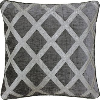 Riva Paoletti Riva Paoletti Hermes Kissenbezug - Graphitgrau - Chenillegewebe - Reversible Geometrischer Diamant-Entwurf - Soutache Edges - 100% Polyester - 45 X 45
