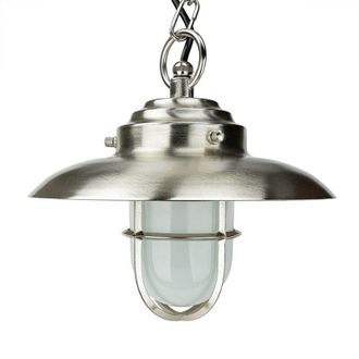 Licht-Erlebnisse Au&szlig;enlampe Maritim Messing Glas IP54 &oslash; 23 cm E27 Pendelleuchte Haus Vordach Garten