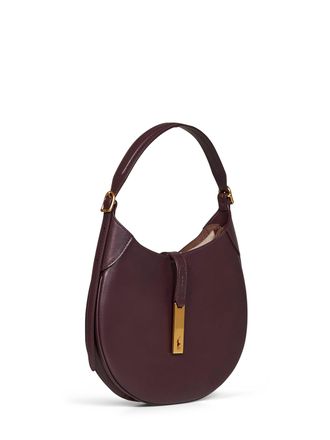 Polo Ralph Lauren Womens Calf Leather Shoulder Bag Bordeaux
