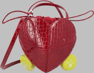 Rotate Womens Leather Handbag Heart Burgundy Handbags Hand Bags