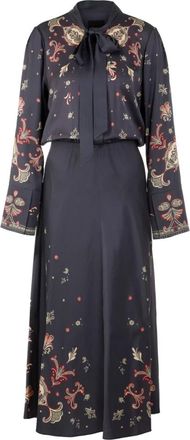Marc Cain Langes Viskosekleid mit Paisleydruck - - Dresses - Damen - Grau - M