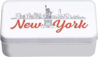 Fabulous White Metal Box - New York Minimalist America Travel USA - 11 x 18.5 x 5.5 cm - Aufbewahrungsbox, Schl&uuml;ssel, Werkzeug, Lunchbox, S&uuml;&szlig;igkeiten, Kekse