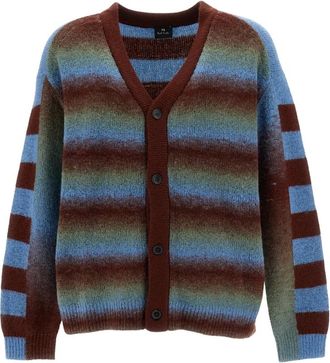 Paul Smith Cardigan en Laine &agrave; Rayures - Homme - Pulls - Multicolore - Taille: M