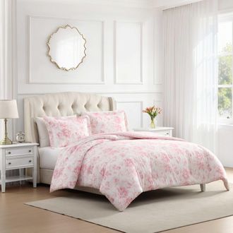 Laura Ashley Queen-Bettw&auml;sche-Set, 100% weiche Baumwolle mit strukturierter Haptik, Florale Bettw&auml;sche f&uuml;r ganzj&auml;hrigen Komfort, 3-teiliges Bettw&auml;sche-Set mit pass