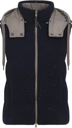 Brunello Cucinelli Femme, Vestes, Bleu, Taille: 38 FR Abisso Cotton Gilet