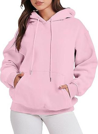 Generic Veste de Sport Femme Hiver Couleur Unie Sans Fermeture &Eacute;clair Manches Longues Grandes Tailles Pull Femme, Rose, XXL