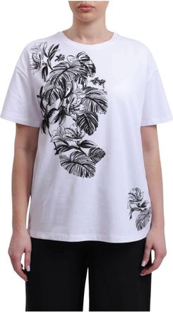 Liu Jo Femme, Tops, Blanc, Taille: 36 FR T-shirt en jersey avec broderie de bijoux