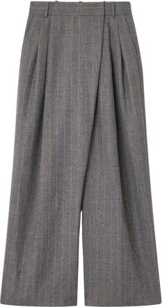Ganni Femme, Pantalons, Gris, Taille: 44 FR Stripe Cross-over Pantalons