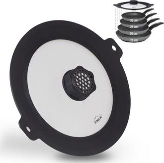 STONELINE Smell Well Couvercle Universel pour Casseroles, Po&ecirc;les et Sauteuses 22/24/26/28 cm, avec Bord en Silicone, avec Filtre Anti-Odeurs et Fonction Aroma, 