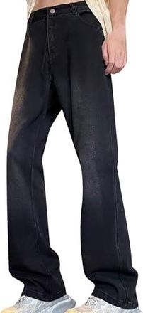 Generic Jeans en denim pour homme avec poches très résistant et confortable pour la mode urbaine et les activités de plein air, gris foncé, XXL