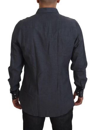 Dolce & Gabbana Mens Blue Cotton Denim Crystal Bee Shirt