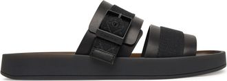 Calvin Klein Pantoletten Calvin Klein Ergon Buckle Sandal Wb Lth Aop HM0HM02096 Schwarz