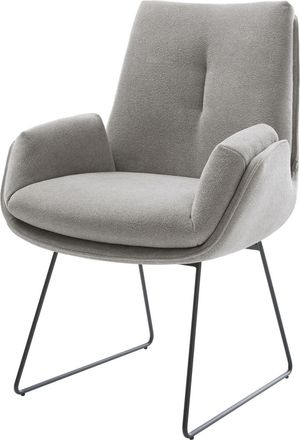 DELIFE Polsterstuhl Clea-Flex Kufengestell Schwarz Strukturstoff Soft Grau