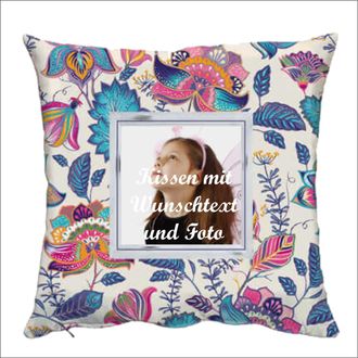 Indigos UG Foto-Kissen mit eigenem Foto individuell Bedruckt - Floreal - selbst gestalten - 38x38 cm - bunt - mit Kissenf&uuml;llung - personalisierte Geschenkidee - 