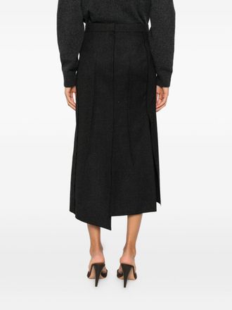 Victoria Beckham Womens Skirt Midi Dark Grey Melange Virgin Wool