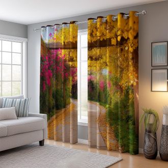 Generic Vorh&auml;nge Blickdichte Vorh&auml;nge H 166 X B 75 cm (2Er Pack) Landschaft Blumengalerie Herbstlaub Verdunklungsvorh&auml;nge, Gardinen Mit &Ouml;sen, Thermovorhang Ge