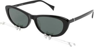 Yvmin 26683BLK00NN Crystal-Embellished Cat-Eye Sunglasses - Black