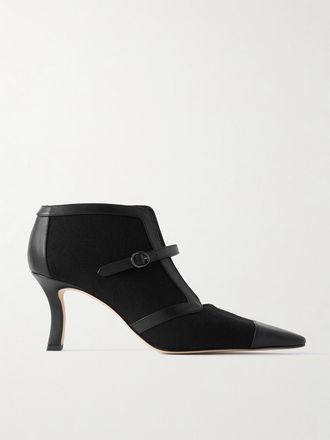 Manolo Blahnik Escarpins En Laine À Finitions En Cuir Bermion 70 - Noir