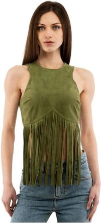 Moschino Femme, Tops, Vert, Taille: 36 FR Cotton Sleeveless Top