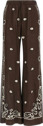 P.A.R.O.S.H. P.a.r.o.s.h., Femme, Pantalons, Brun, Taille: 38 FR Beach26 Embroidered Wide-Leg Pants