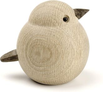 Novoform Design - Papa Sparrow - Dekofigur, Holzfigur - Spatz - Eichenholz - Ma&szlig;e (LxBxH): 11,5 x 9,3 x 10 cm