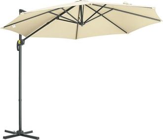 OUTSUNNY Parasol déporté Ø 3 m octogonal inclinable manivelle avec pied en acier crème