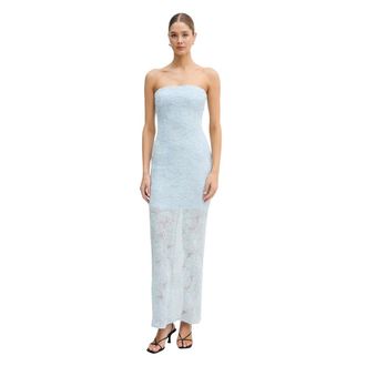 Rotate Rotate Birger Christensen - Robe longue en tulle &agrave; fleurs - Femme - Robes - Bleu - Taille: 38 FR