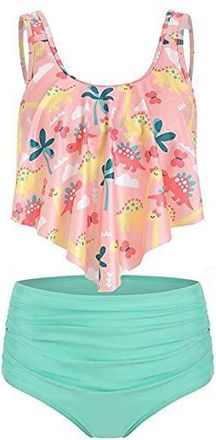 Generic Maillot de corps pour homme - Col en V - Maillot de bain bikini pour femme - Imprim&eacute; dinosaure - Couvre le ventre, Rose, XXL