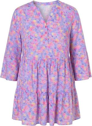 Angel Of Style Longbluse Bluse A-Linie Bl&uuml;mchen-Muster 3/4-&Auml;mel Volants